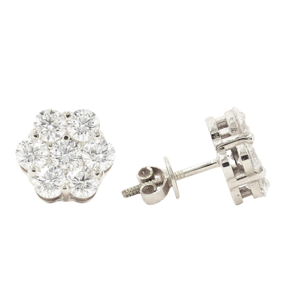 Build your size: CUSTOM SI, VS, VVS DIAMOND FLORAL/CLUSTER SETTING EAR ...