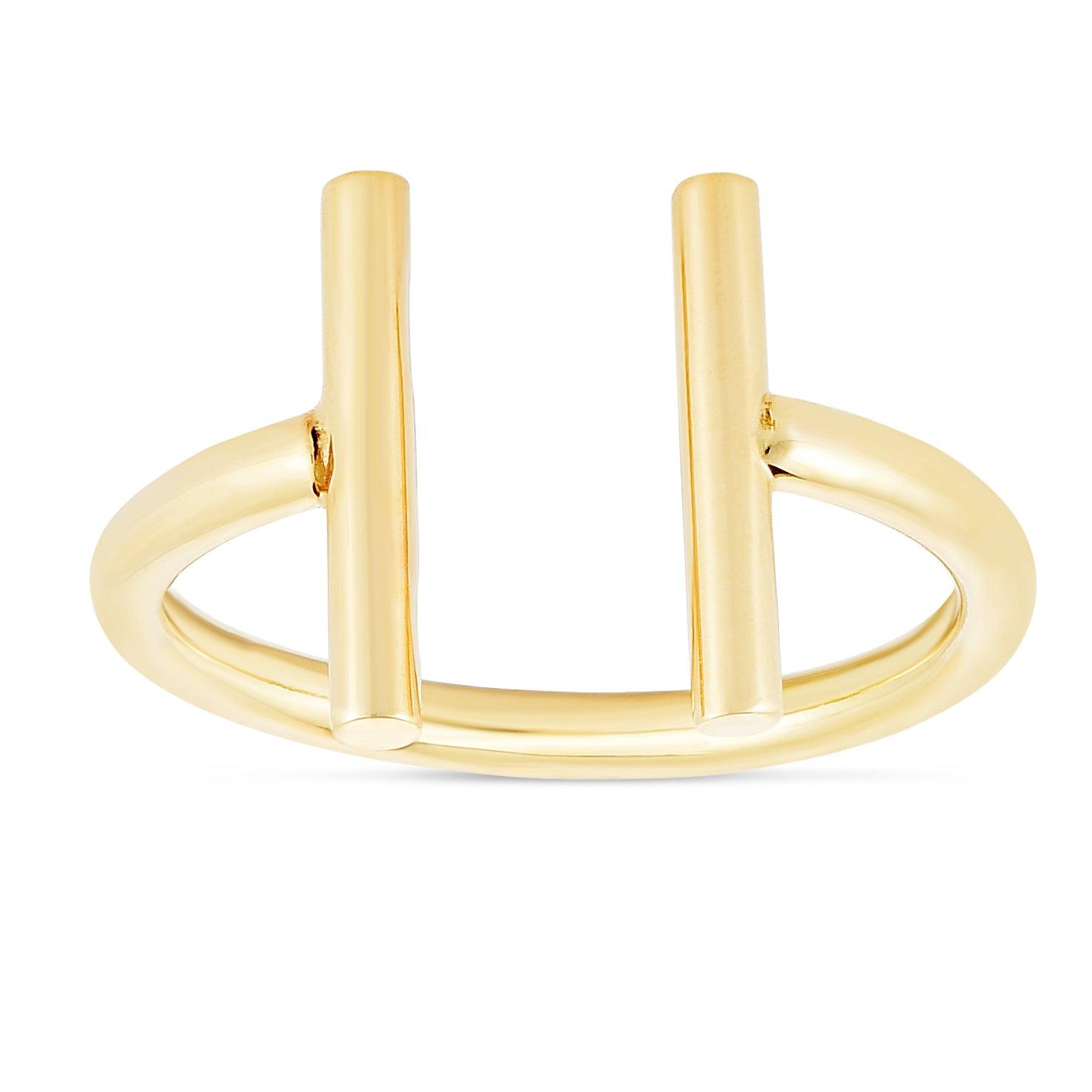 14K Gold Open Double Bar Ring – Johnny Dang & Co