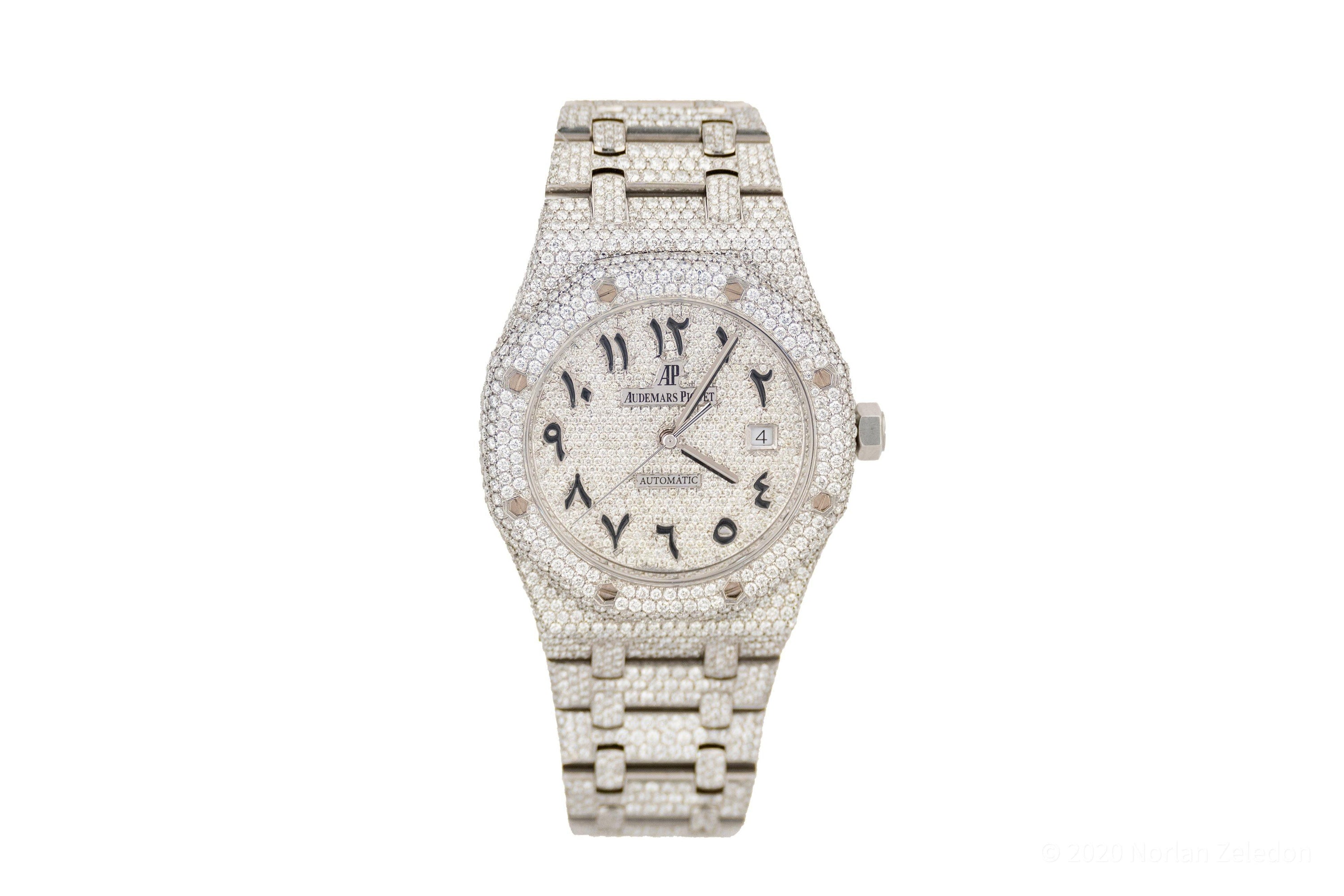 Iced Out Audemars Piguet Royal Oak 36 mm White Dial – Johnny Dang & Co